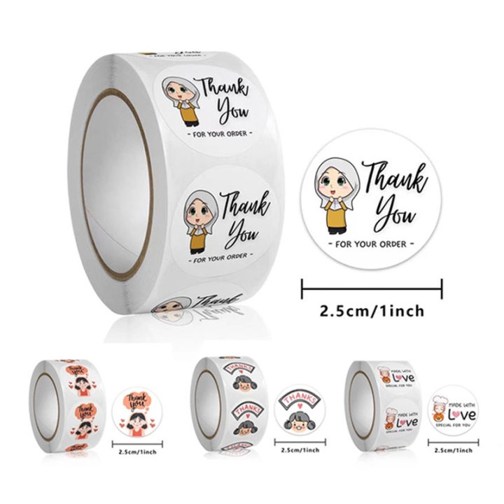 BISA COD - 500 PCS (1 ROLL) Stiker Label Thank You 2.5 cm/1 Inch ...