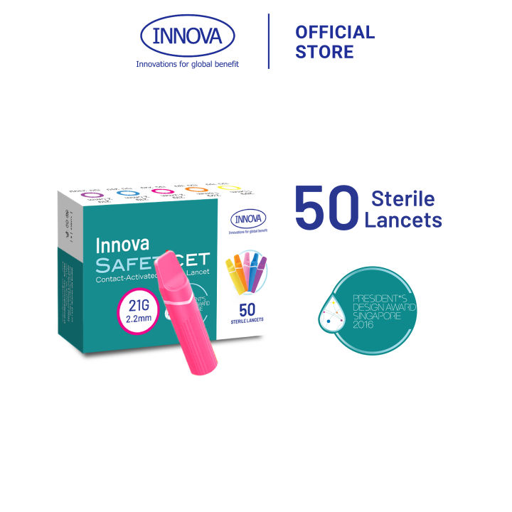 Innova SAFETiCET Contact-Activated Safety Lancet 50's/100's (Pink/21G ...