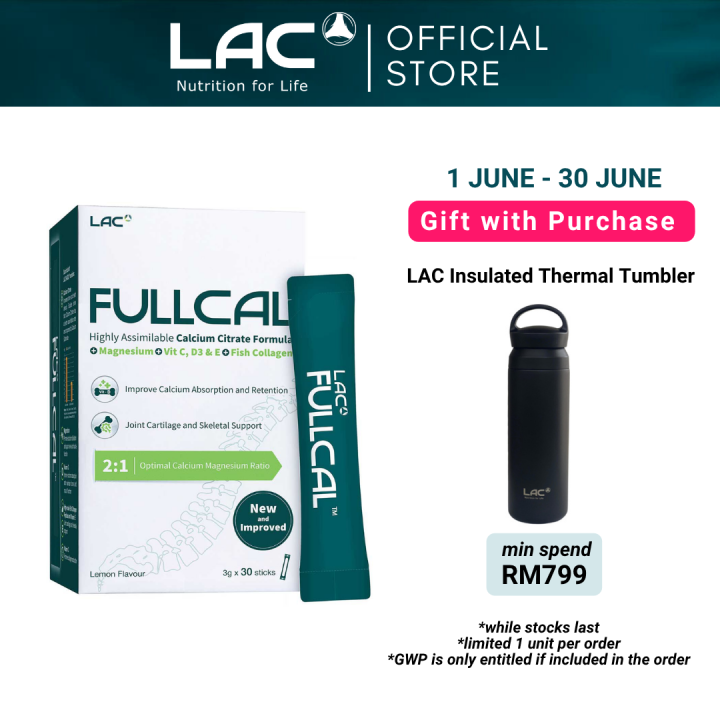 [Expiry Nov 2026] LAC FullCal Lemon (3g x 30 Sticks) Calcium Magnesium ...