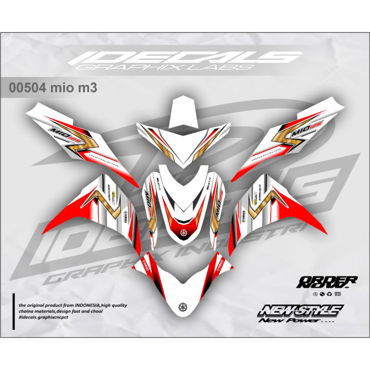 00504 sticker striping decals fullbody yamaha mio m3 tema garis simpel ...