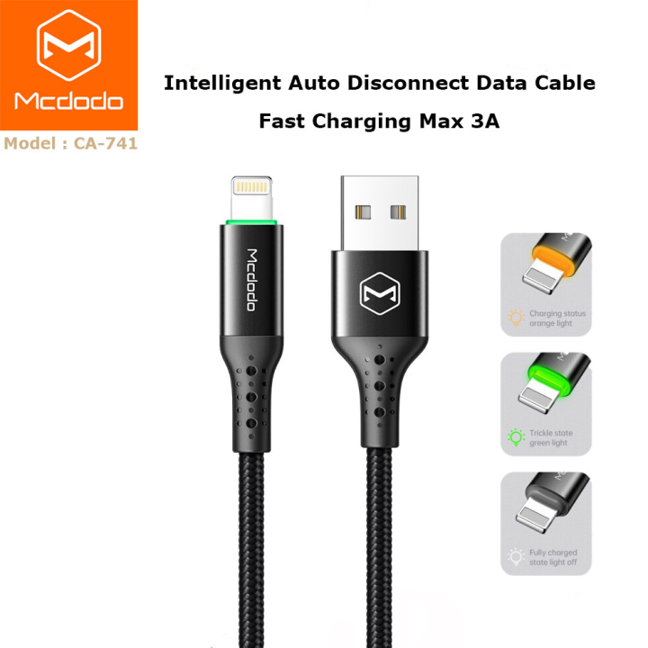 MCDODO Auto Disconnect Lightning Cable Data Charging Cable For 11 XR XS ...