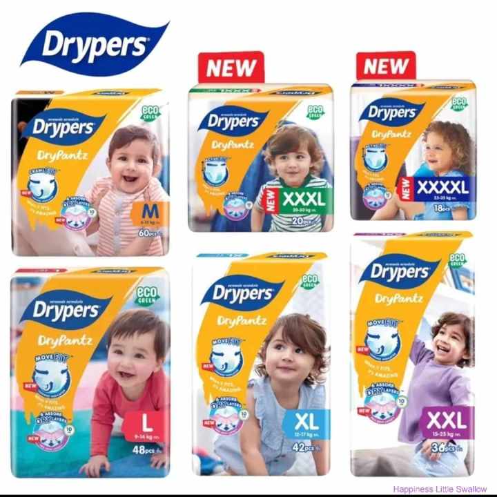 Drypers Pants M58/ L48 / XL42 / XXL36/3XL20/4XL18 | Lazada