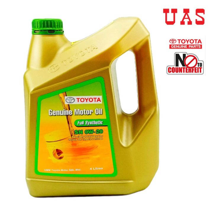 TOYOTA Genuine Full Synthetic SN 0W20 Engine Oil 4Litre united auto ...