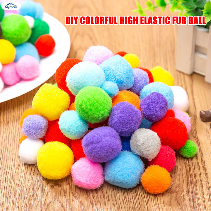 Myroom 100PCS Rainbow Puff Cotton Balls Bright & Bold Assorted Colors ...