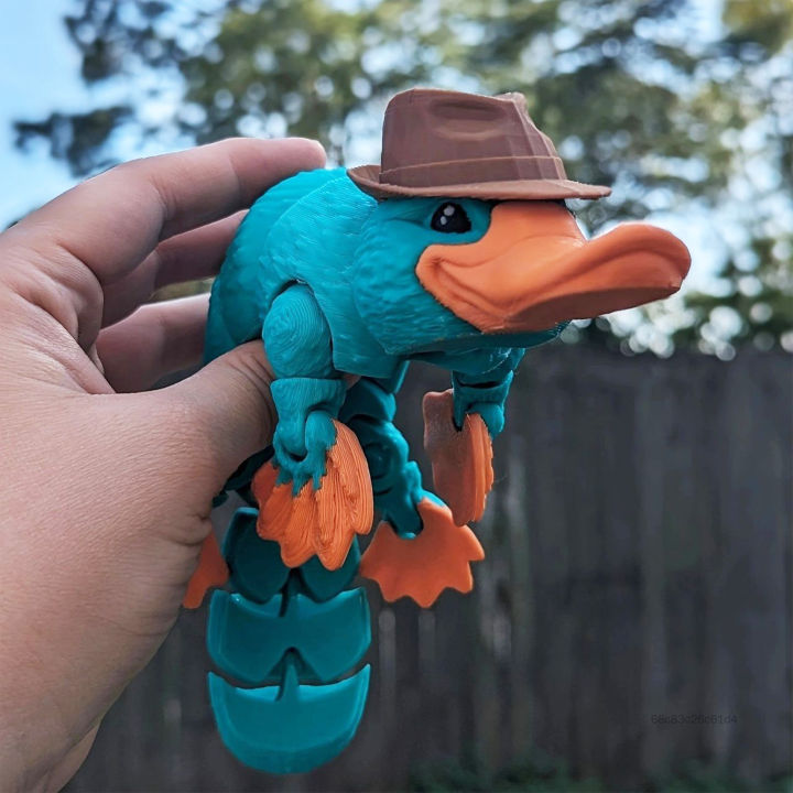 3D Printed Platypus Desk Toy Posable Animal Model with Movable Body for ...