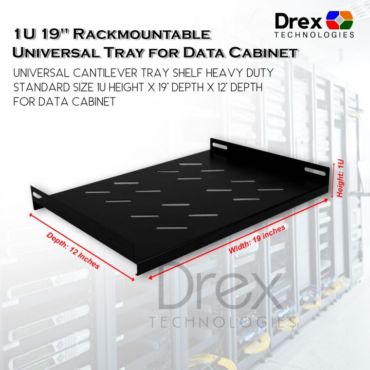 Universal Tray Shelf Heavy Duty Standard Size 1U height x 19 width x 12 ...