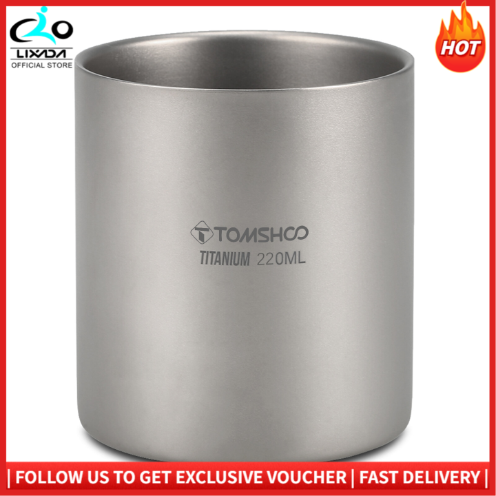 TOMSHOO 220/350/450/600Ml ผนังไทเทเนียมถ้วยน้ำกาแฟชาแก้วสำหรับโฮมออฟฟิศ ...