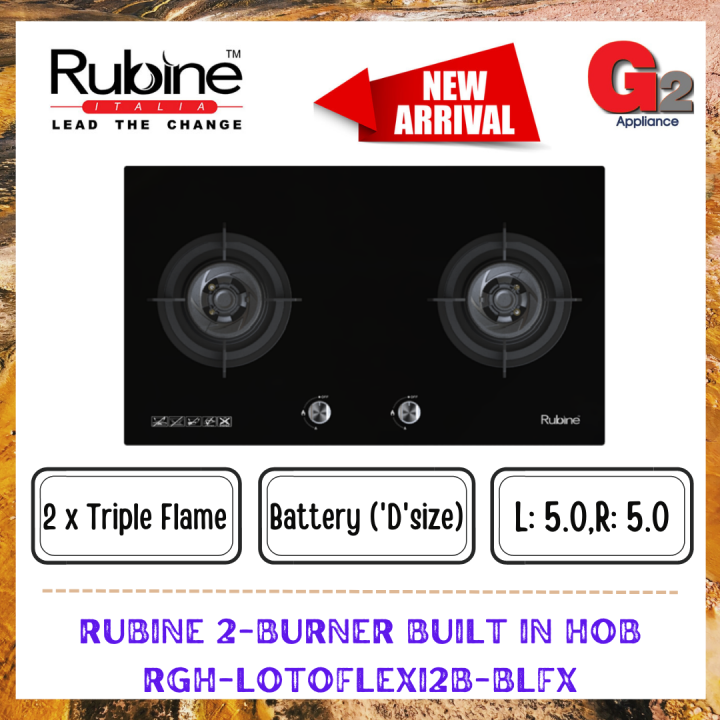 RUBINE (READY STOCK) 2-BURNER BUILT IN HOB RGH-LOTOFLEXI2B-BLFX ...