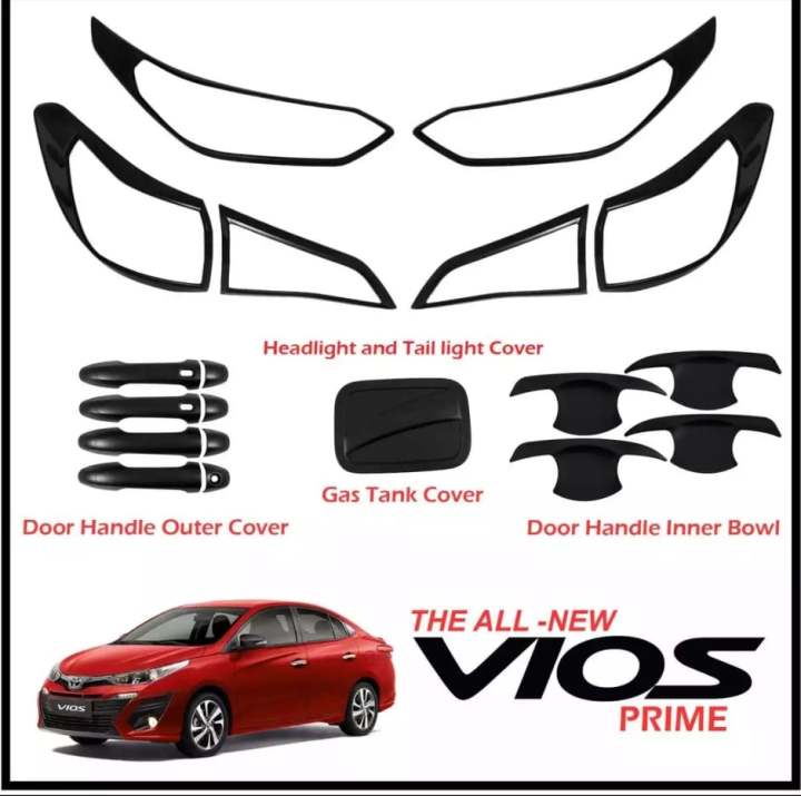 Toyota Vios Gen 4 Matte Black Garnish Combo Set Cover (2019-2021 ...