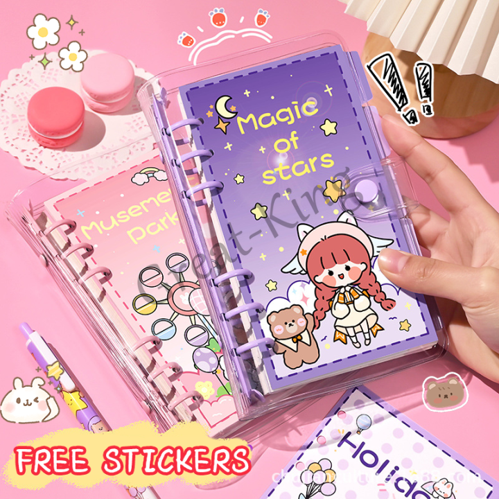A6 Binder Cute girl Handbook Loose-leaf Coil book cartoon student ...