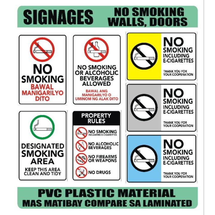 COD PVC Plastic signage no smoking bawal manigarilyo dito no alcoholic ...