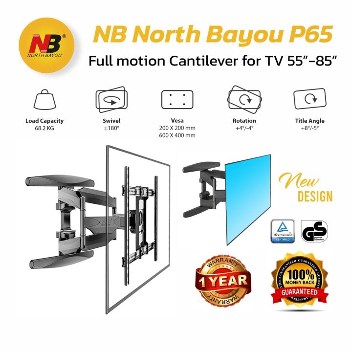 NB North Bayou P65 to 55 to 85 Inch Tilt TV Wall Bracket Holder Mount ...