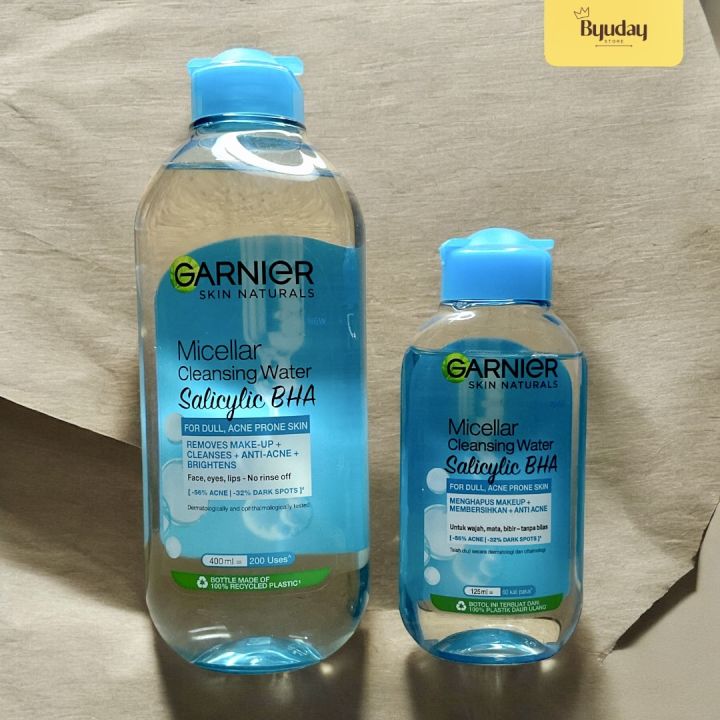 Garnier Micellar Water 125ml & 400ml Cleansing Salicylic BHA Blue Biru ...