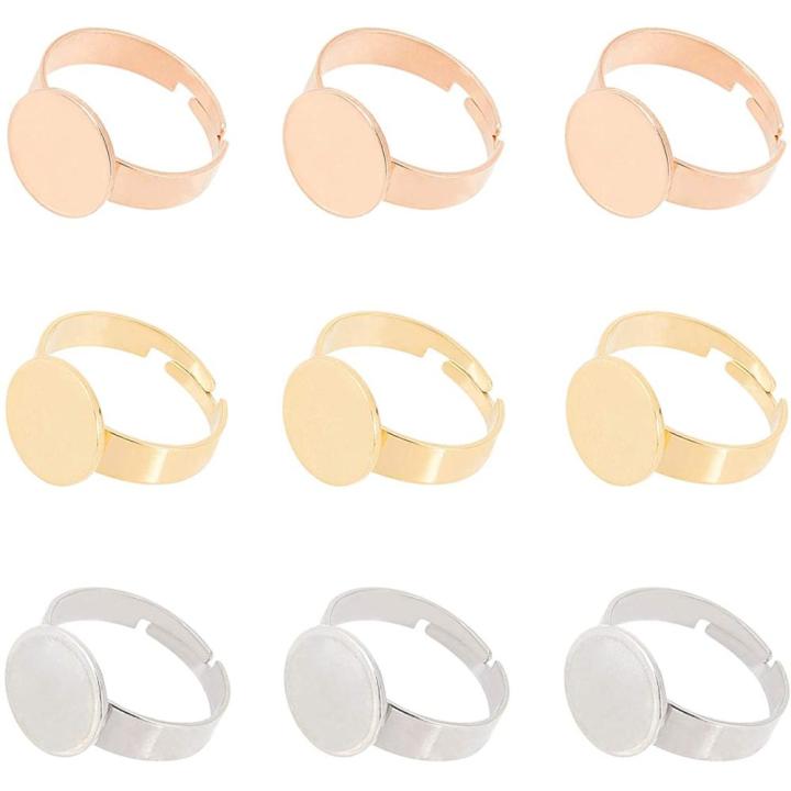 1Box Adjustable 304 Stainless Steel Finger Rings Components Pad Ring ...