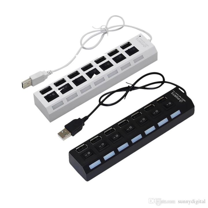 7 Ports Hub Splitter Adapter With ON/OFF Switch High Speed USB 2.0 | Lazada