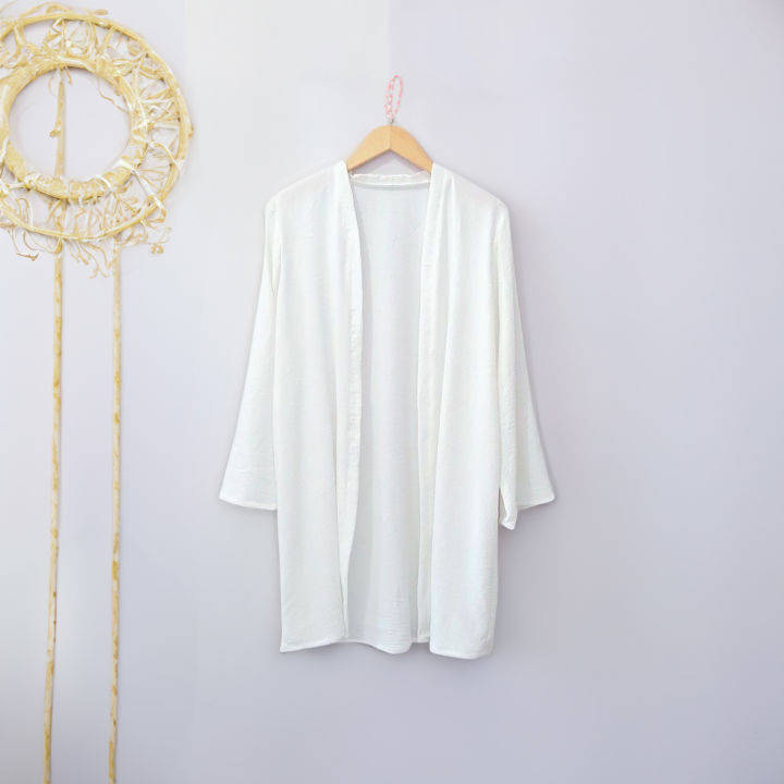 Annisa Cardigan Outer crinkle putih baju luaran cewe lengan panjang ...
