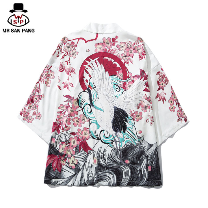 MSP Kimono Cardigan Men Japanese Obi Thin Kimono Streetwear Male Yukata Men's Haori Japanese ...