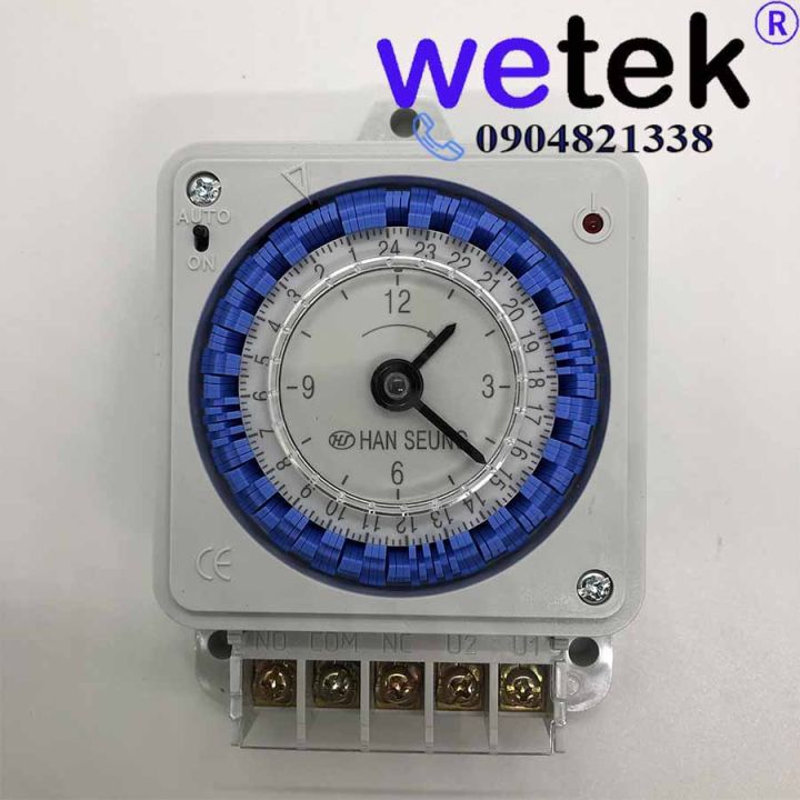Timer 24h Hanseung, loại cơ, HTS 24 BB, có pin tự sạc, cài theo 10 phút ...