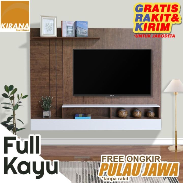 Kirana Wall Unit Kayu Rak TV Gantung Buffet TV Backdrop TV Modern ...