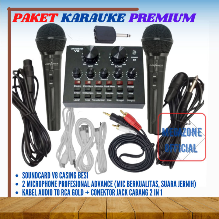 Paket Premium Soundcard V8 Mixer Bluetooth Sound card mic mikrophone ...