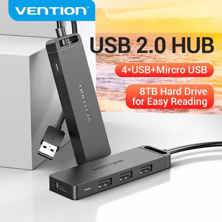 Vention USB Port HUB 2.0 Multi 4 USB Adapter with Micro Charge Power ...
