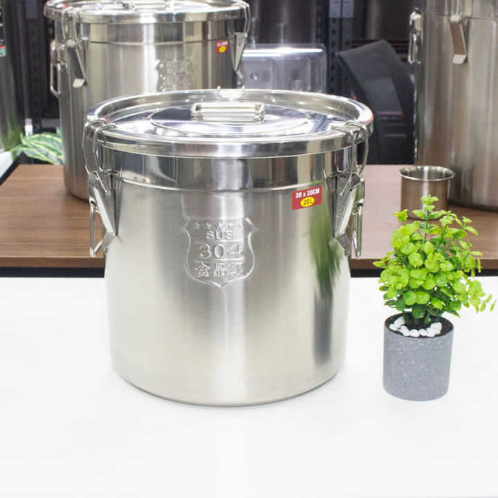 Xô inox 304 20L- nồi inox 30x30cm có khóa đựng thực phẩm | Lazada.vn