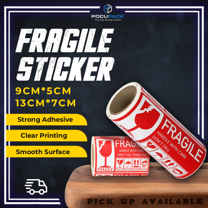 9cmx5cm/13cmx7cm, 500pcs Fragile Sticker / Mudah Pecah Sticker Fragile Label Warning Label Ready ...