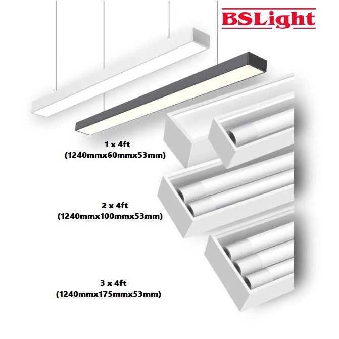 BSLight T8 Linear Fitting Office Hanging Light Pendant LED Black or ...