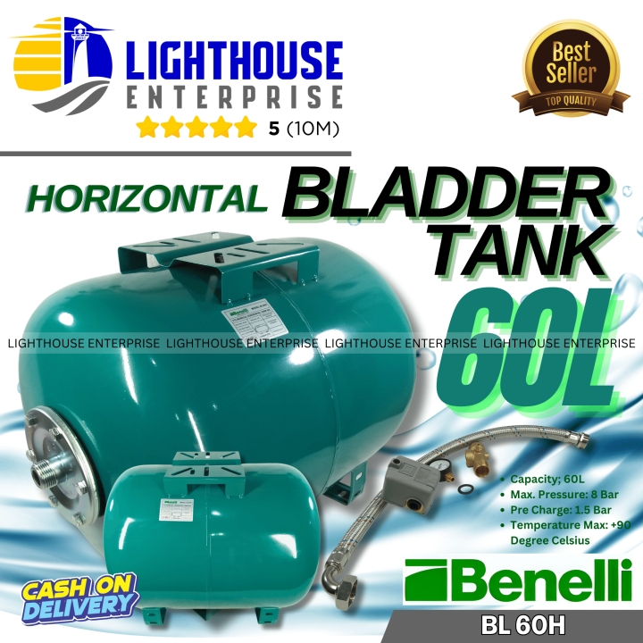 BENELLI Italy Bladder Tank / Pressure Tank Horizontal Type (60L, 80L ...
