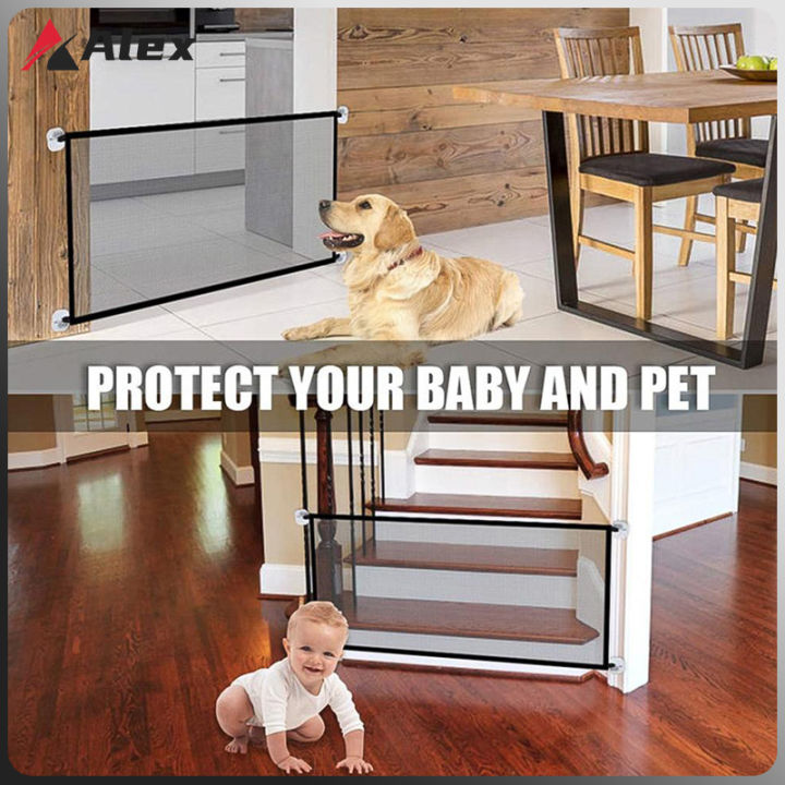 Folding Pet Dog Gate Door Barrier Safety Guard Fence Mesh Enclosure New ...