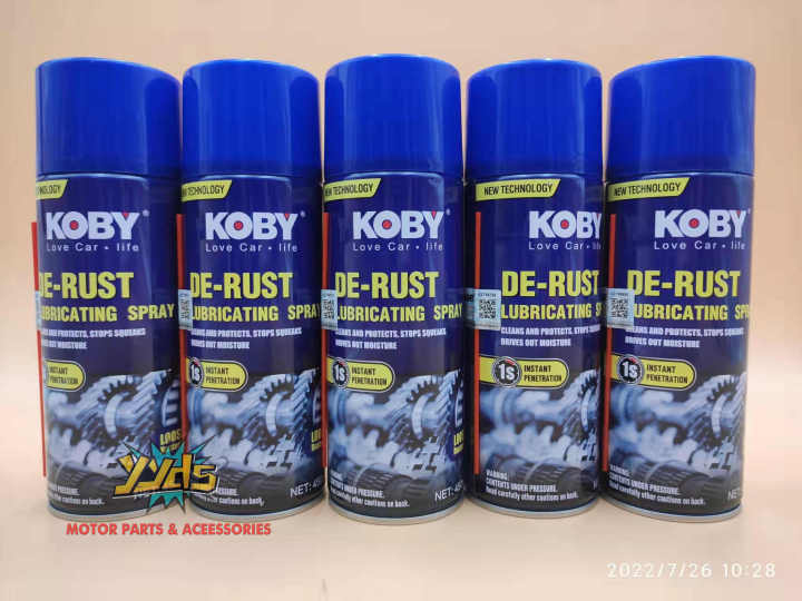 KOBY De-Rust Remover Lubricating Spray and Penetrating Oil 450ml 100% ...