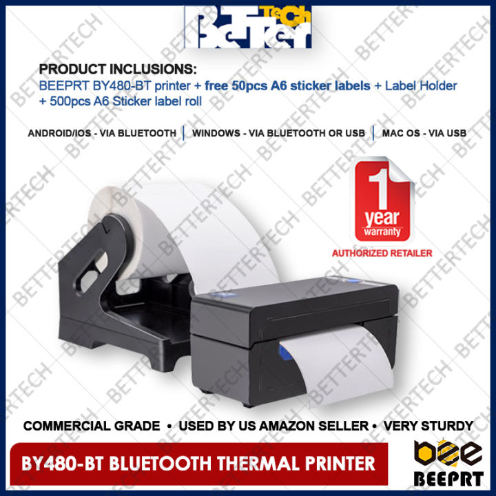 BEEPRT BY-480BT BLUETOOTH Thermal Printer with FREE 50pcs Thermal ...