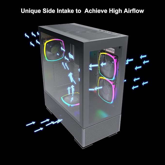 Montech Sky Two, Dual Tempered Glass, 4X PWM ARGB Fans Pre-Installed ...