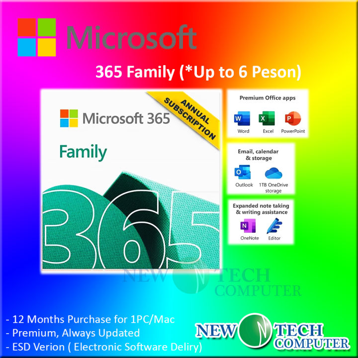 Microsoft Office 365 Personal / 365 Family (ESD) for Desktop & Laptop ...