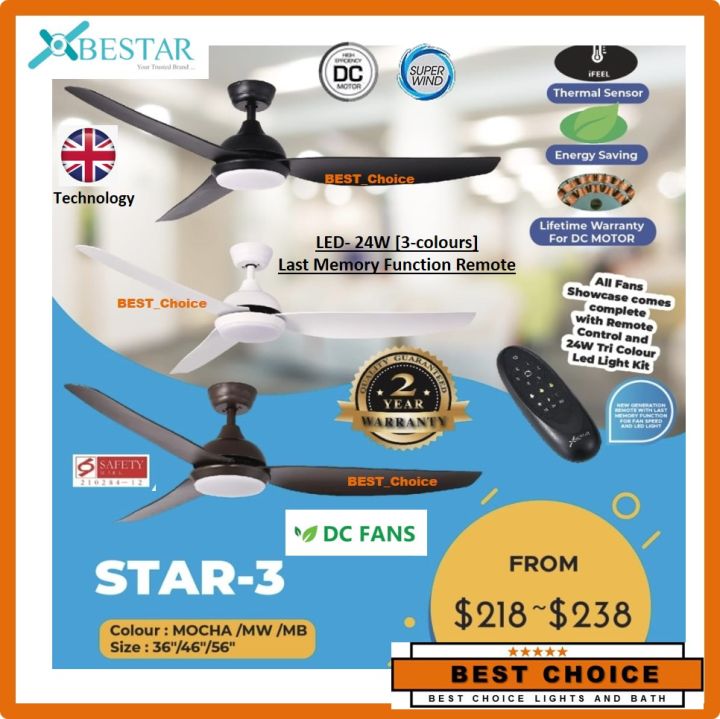 Yes - Basic Install - Bestar DC Motor Star-3 Ceiling Fan with 24W LED ...