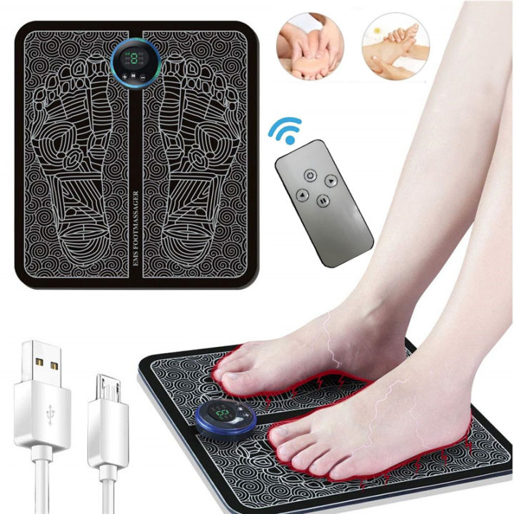 Electric Foot Massager Mat with Remote Control EMS Foot Muscle Leg ...