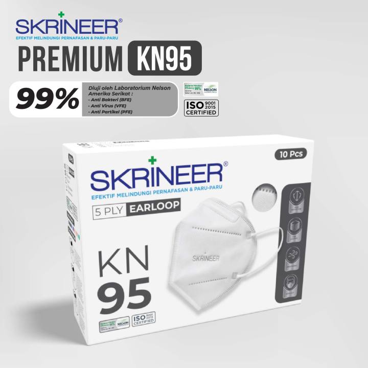 Skrineer Masker KN95 5ply White Earloop Box isi 10 pcs | Lazada Indonesia
