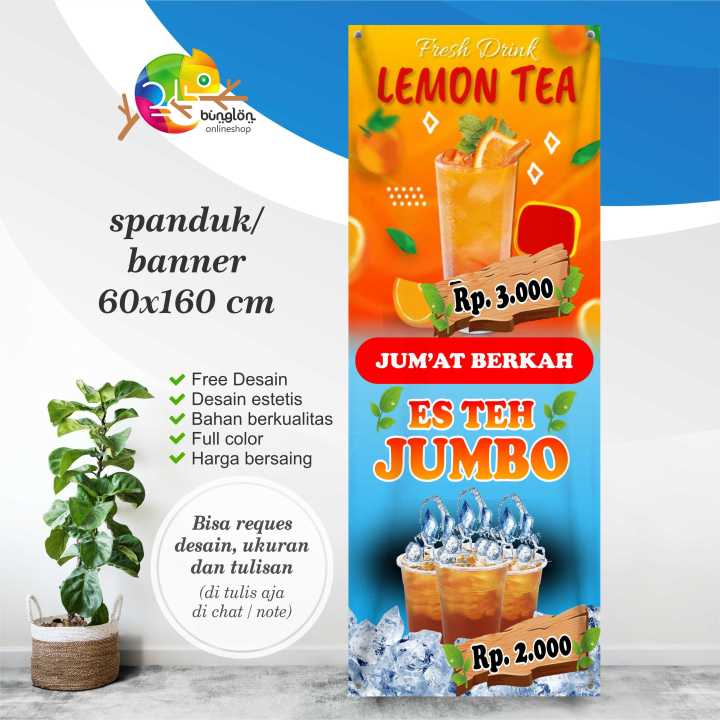 MMT 60x160 Cm Spanduk Banner Lemon Tea & Es Teh Jumbo | Lazada Indonesia