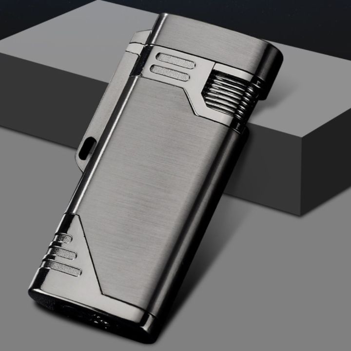 Creative Double Blue Jet Flame Black Smooth lighter Butane Gas | Lazada