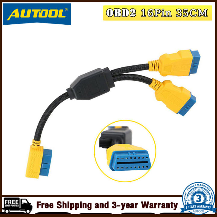AUTOOL 35CM Car OBD2 Cable Connector Car OBD2 Adapter 1 to 2 Splitter ...