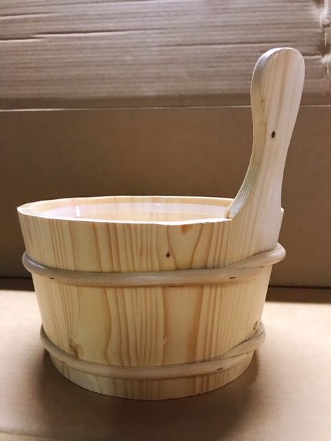 Sauna Wooden bucket 4L,With Plastic insert + Ladle | Lazada