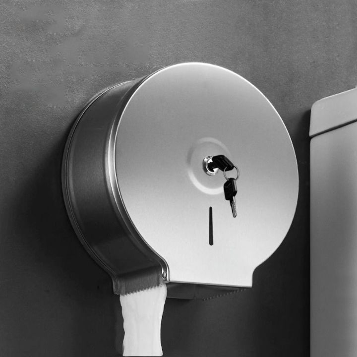 LIFE SHOPS Wall Mount Toilet Paper Roll Box with Key Stainless Steel ...