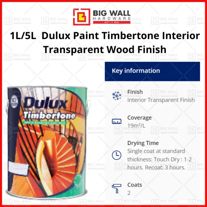 1L/5L Dulux Paint Timbertone Interior Transparent Wood Finish (Color ...