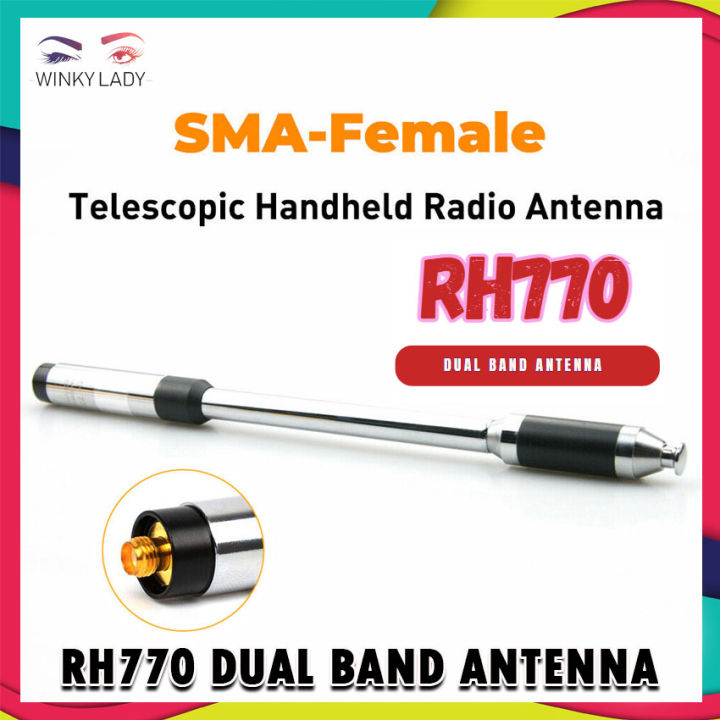 RH770 Dual Band Antenna High Gain SMA-Female For BAOFENG UV-5R UV-82 BF-888S Telescopic Antenna ...