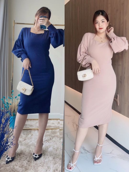 เดรสสาวอวบ ใส่แล้วผอม M-4XL ( 5XL ขึ้นไป สั่งตัดพิเศษได้ค่ะ ) | Lazada.co.th