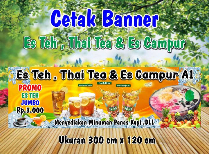 Spanduk Banner Es Teh & Es Campur ukuran 3 meter x 120 cm | Lazada ...