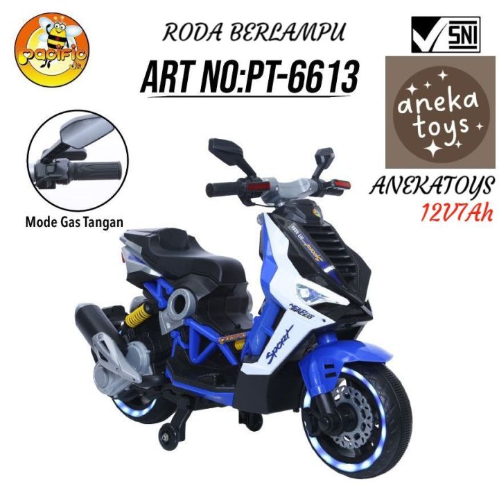 Motor Aki Pacific PT6613 Roda Berlampu 12V7Ah Gas Tangan | Lazada Indonesia