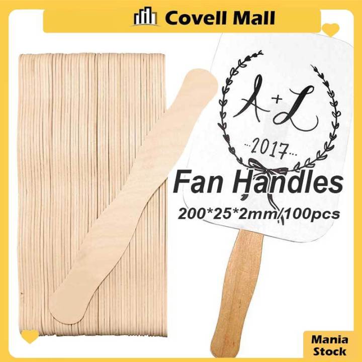 100pcs Wooden Handles for Fan, Wave Wooden Craft Stick For DIY Fan ...