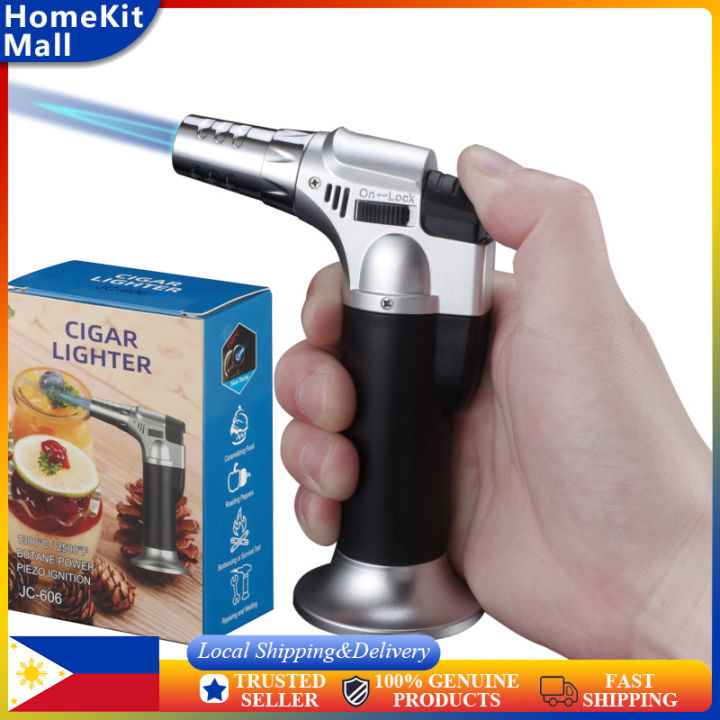 Outdoor Windproof Turbine Torch Large Fire Spray Gun Blue Flame Butane ...