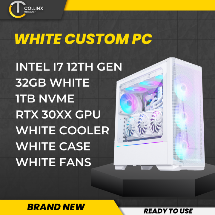 [ WHITE PC BUILD U ] INTEL CORE I7 12700F 12TH GEN CPU Desktop Package with GPU / Prebuilt Unit ...